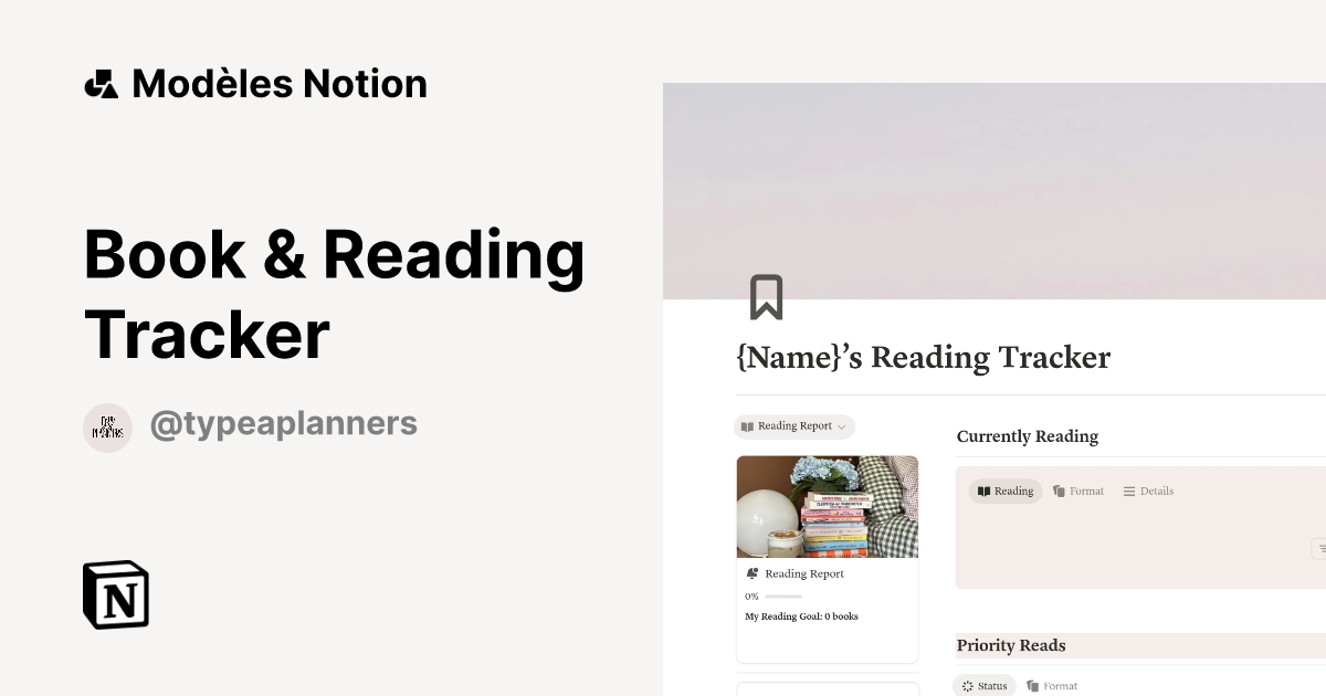 Modèle Book & Reading Tracker | Marketplace Notion