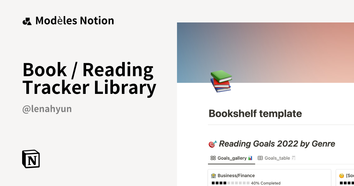 Modèle Book / Reading Tracker Library | Marketplace Notion