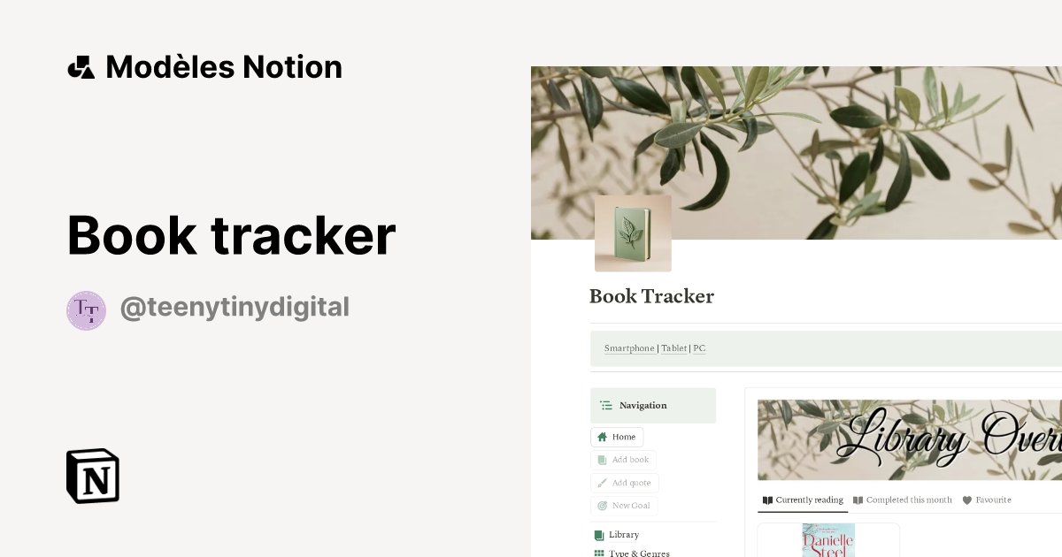 Modèle Book tracker | Marketplace Notion
