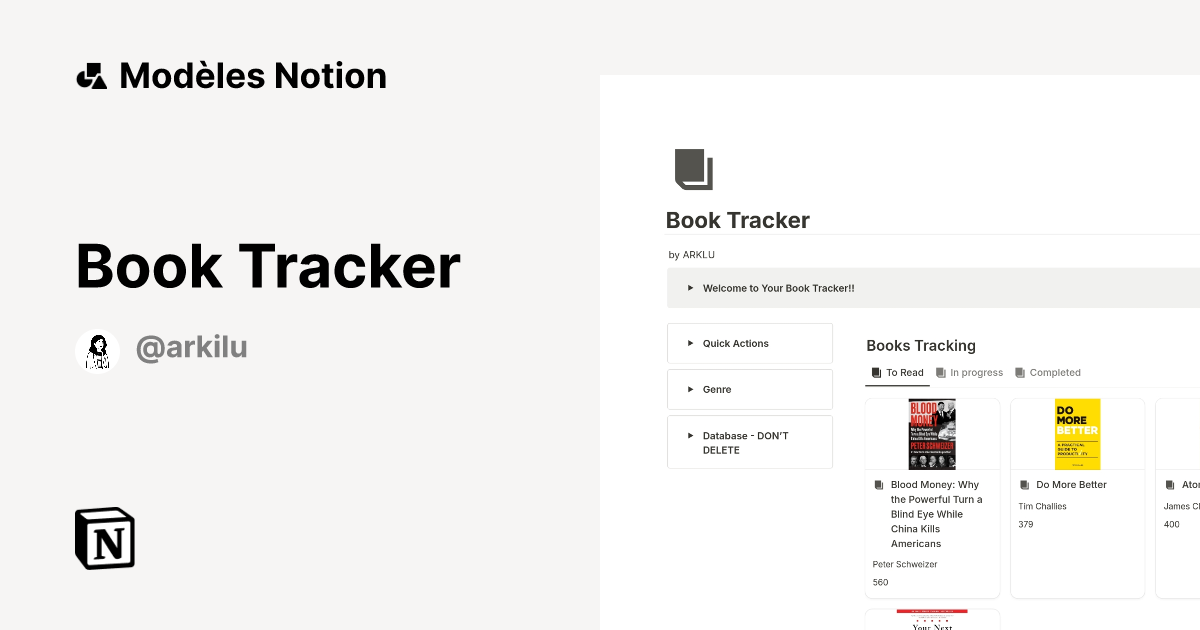 Modèle Book Tracker | Marketplace Notion