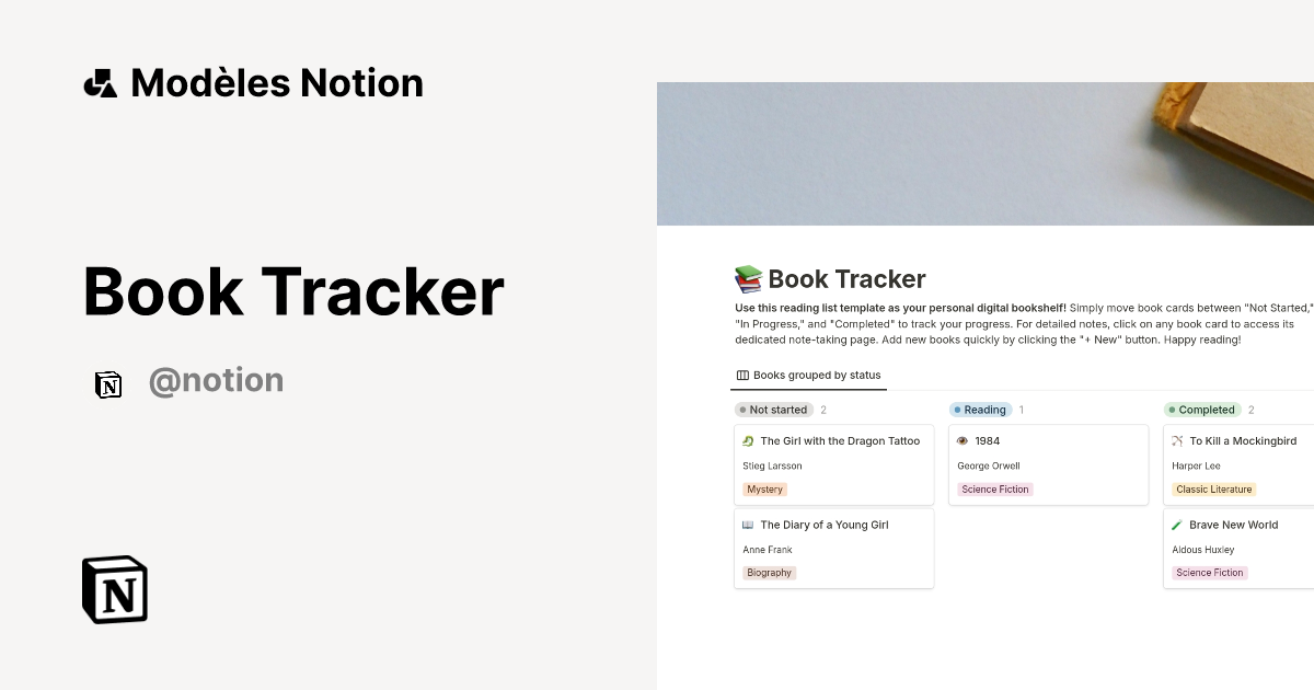 Book Tracker | Modèle créé par Notion | Marketplace Notion
