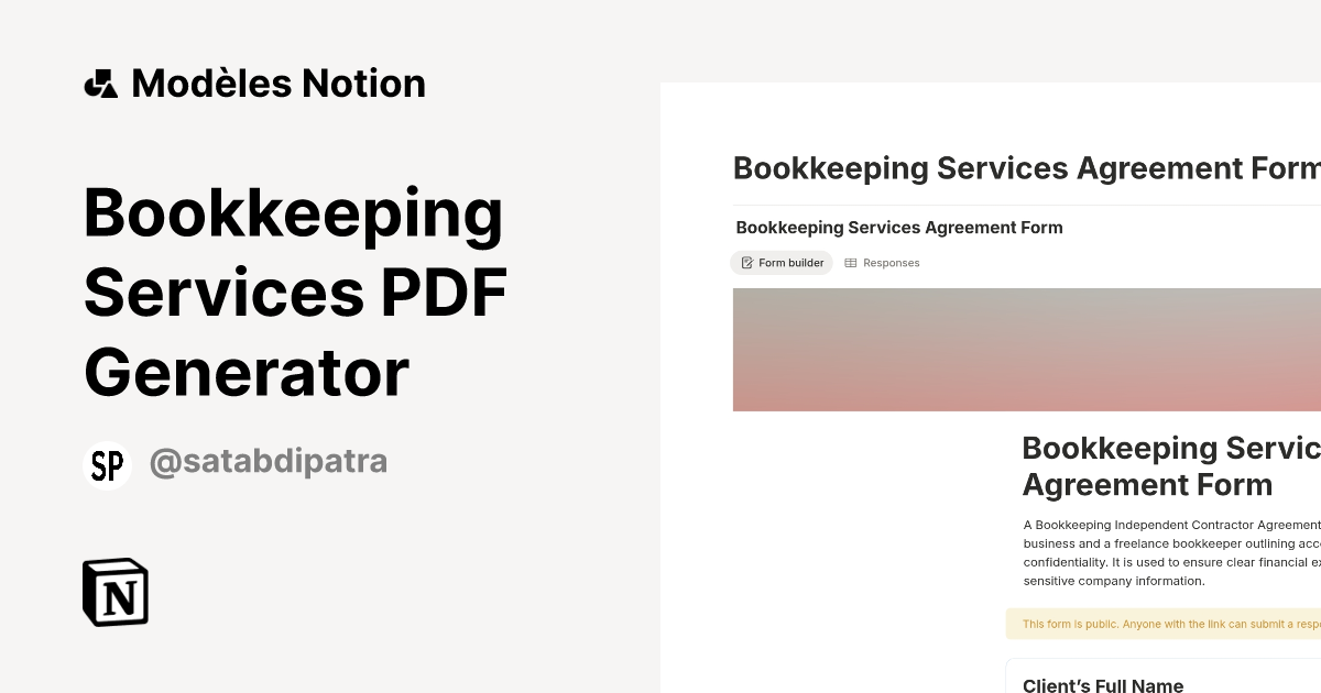 Bookkeeping Services PDF Generator | Modèle créé par Satabdi Patra ...