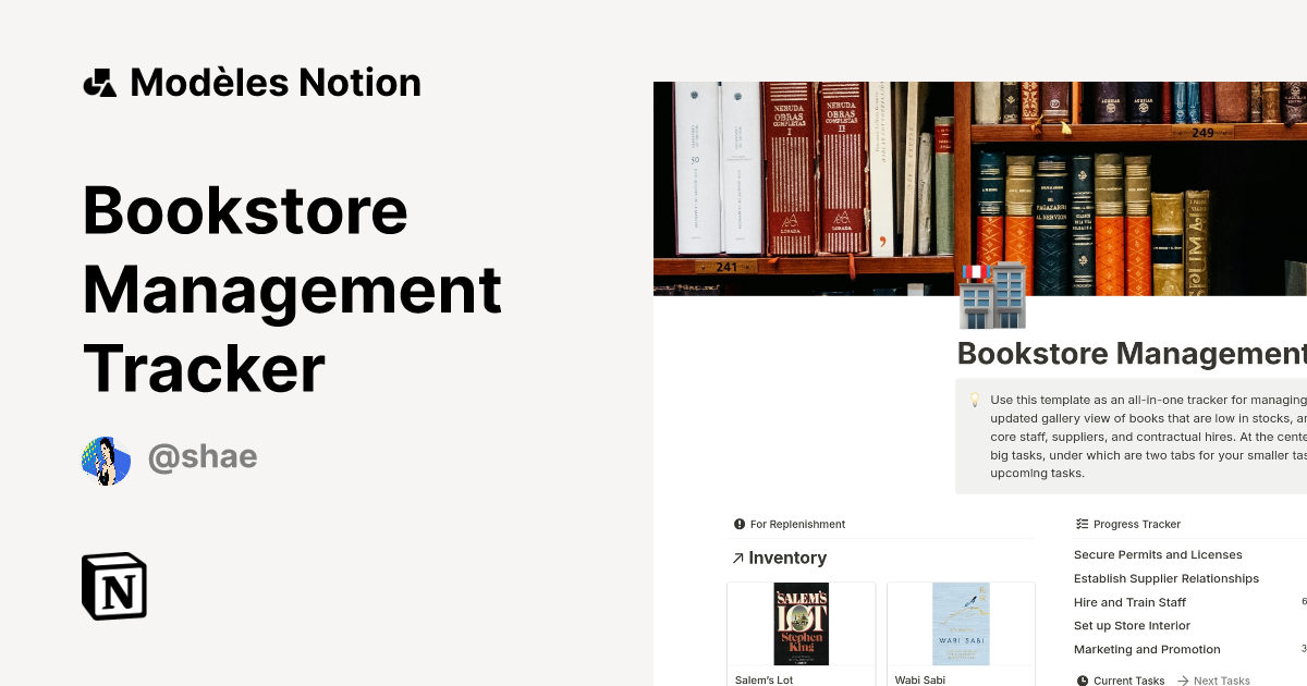 Modèle Bookstore Management Tracker | Marketplace Notion