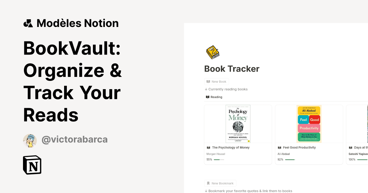 Modèle BookVault: Organize & Track Your Reads | Marketplace Notion