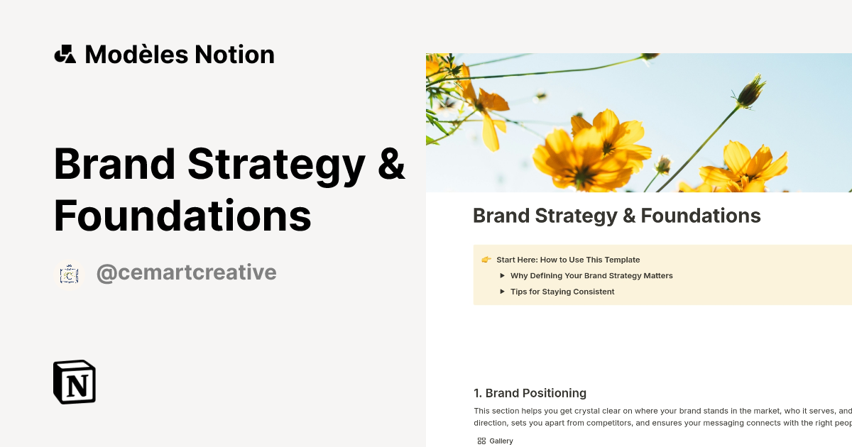 Modèle Brand Strategy & Foundations | Marketplace Notion