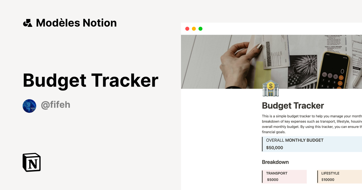 Modèle Budget Tracker | Marketplace Notion