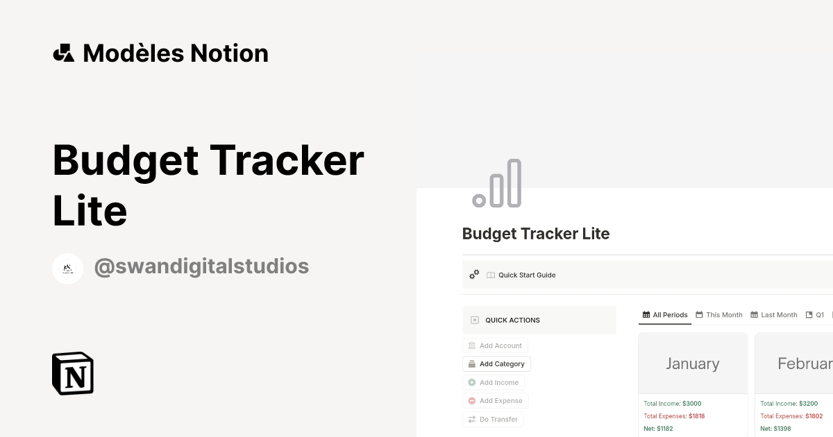 Budget Tracker Lite | Modèle créé par Swan Digital Studios ...