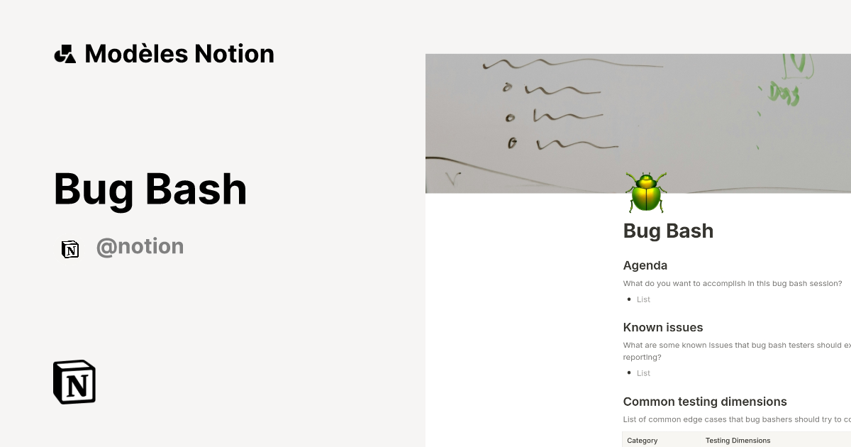 Bug Bash | Modèle créé par Notion | Marketplace Notion