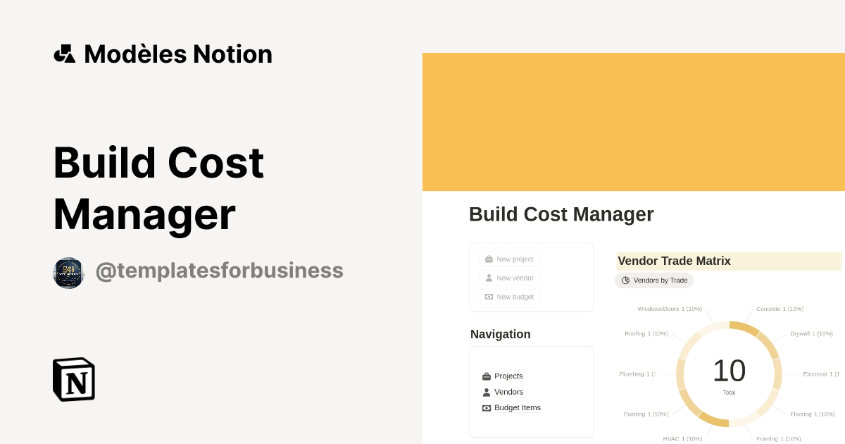 Build Cost Manager | Modèle créé par Templates for business ...