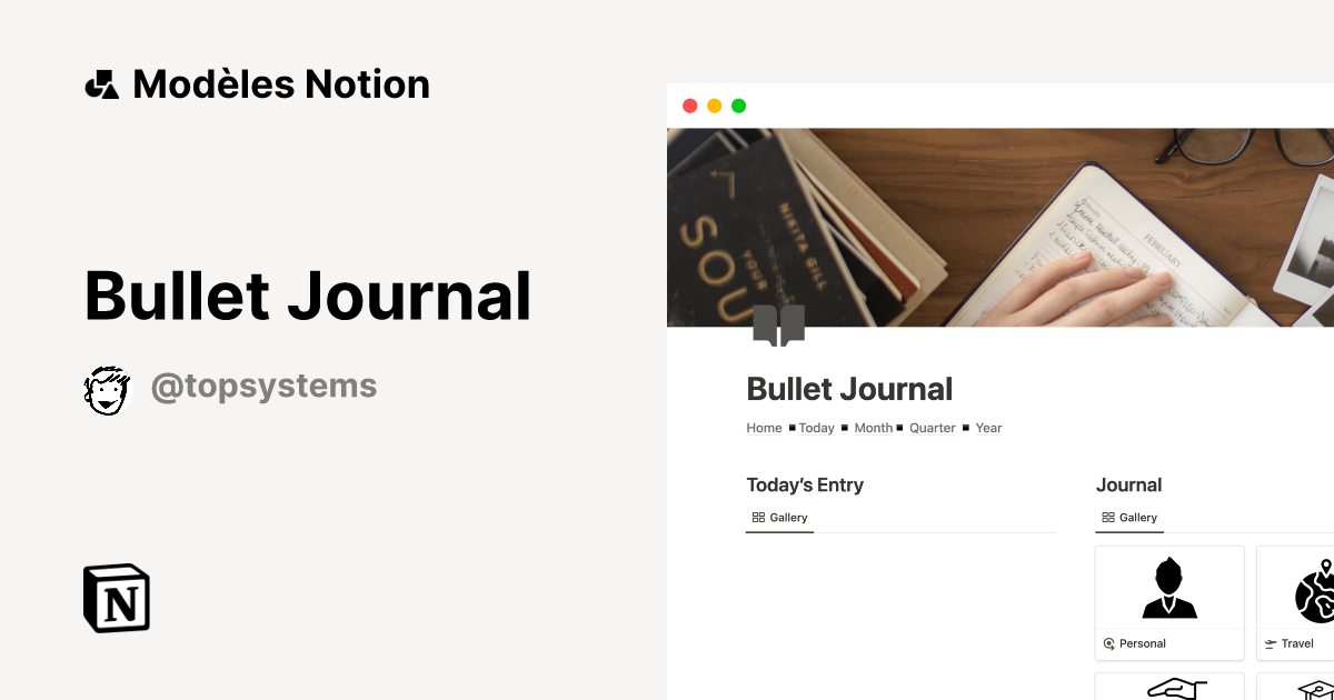 Bullet Journal | Modèle créé par TopSystems.io | Marketplace Notion