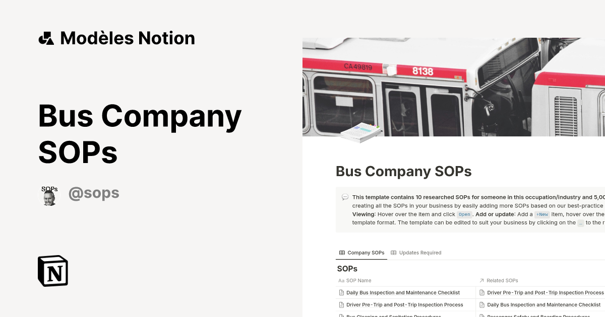 Bus Company SOPs | Modèle créé par SOPs | Marketplace Notion