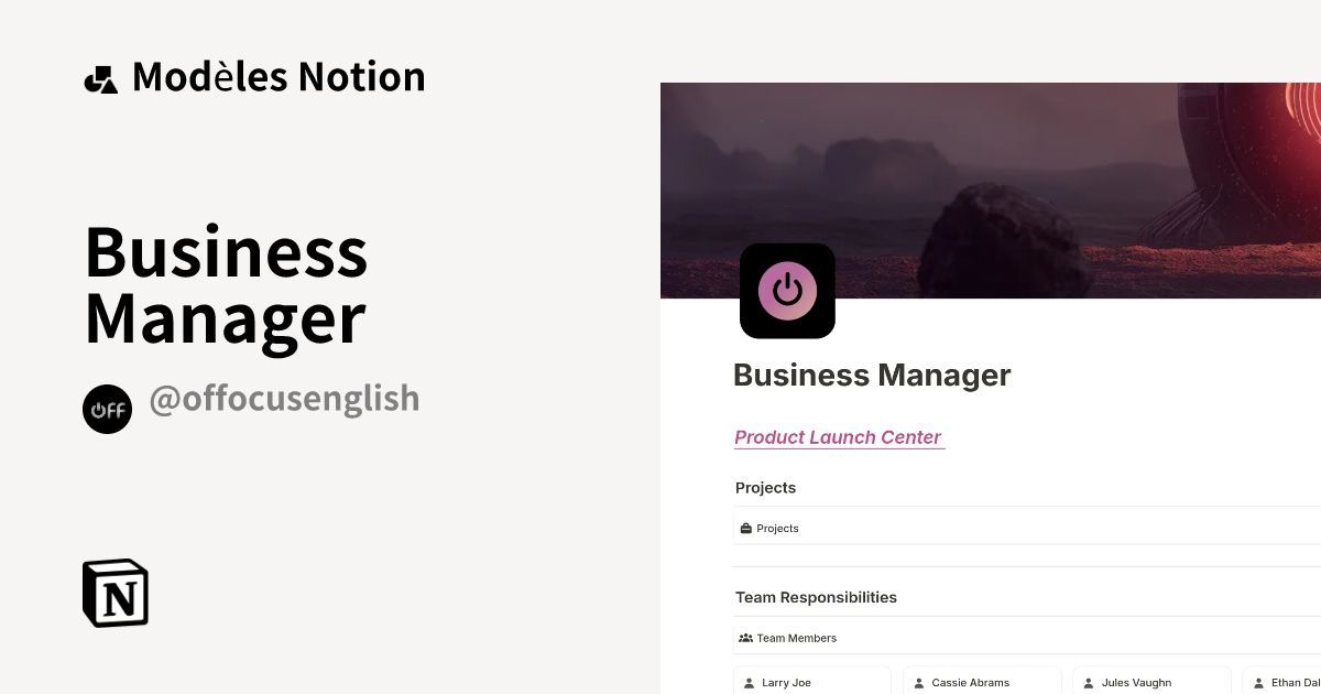 Business Manager | Modèle créé par OFFocus | Marketplace Notion