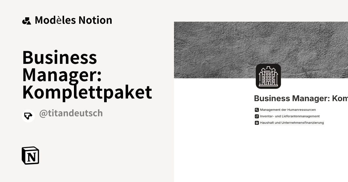Business Manager: Komplettpaket | Modèle créé par Titan | Marketplace ...