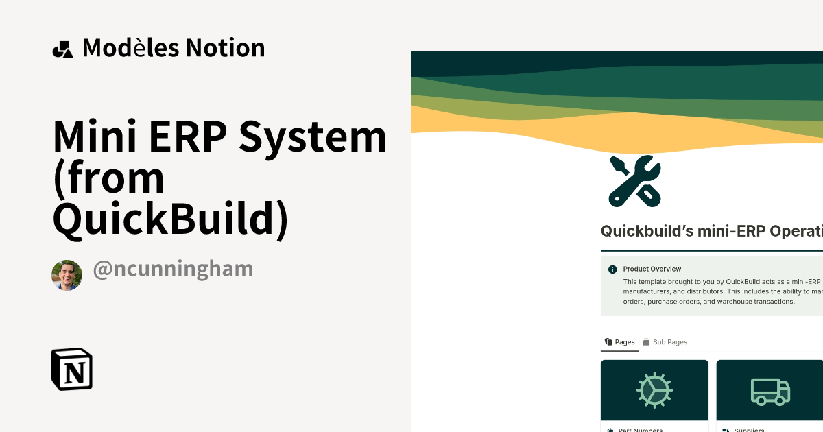 Modèle Mini ERP System (from QuickBuild) | Marketplace Notion