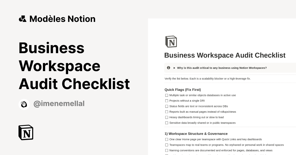 Business Workspace Audit Checklist | Modèle créé par ImeneM ...