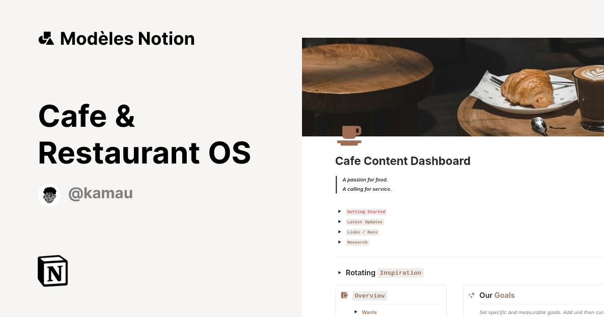 Modèle Cafe & Restaurant OS | Marketplace Notion