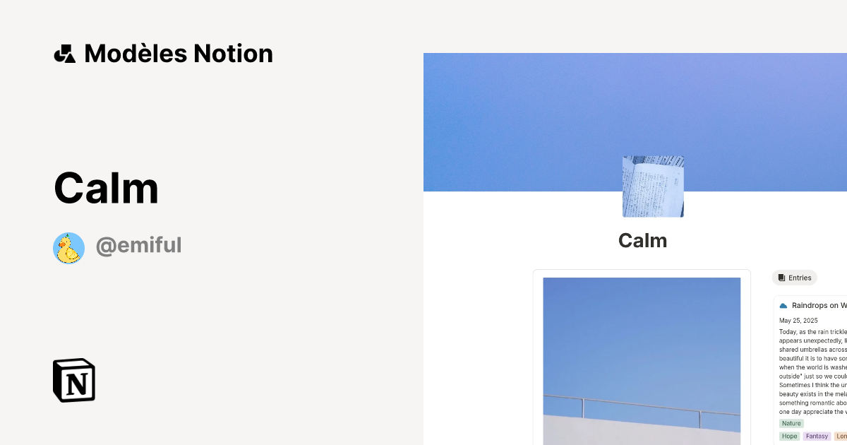 Modèle Calm | Marketplace Notion