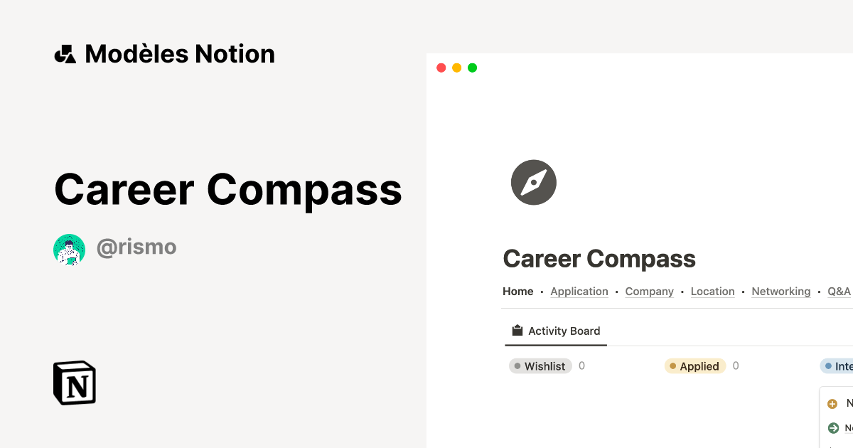 Modèle Career Compass | Marketplace Notion