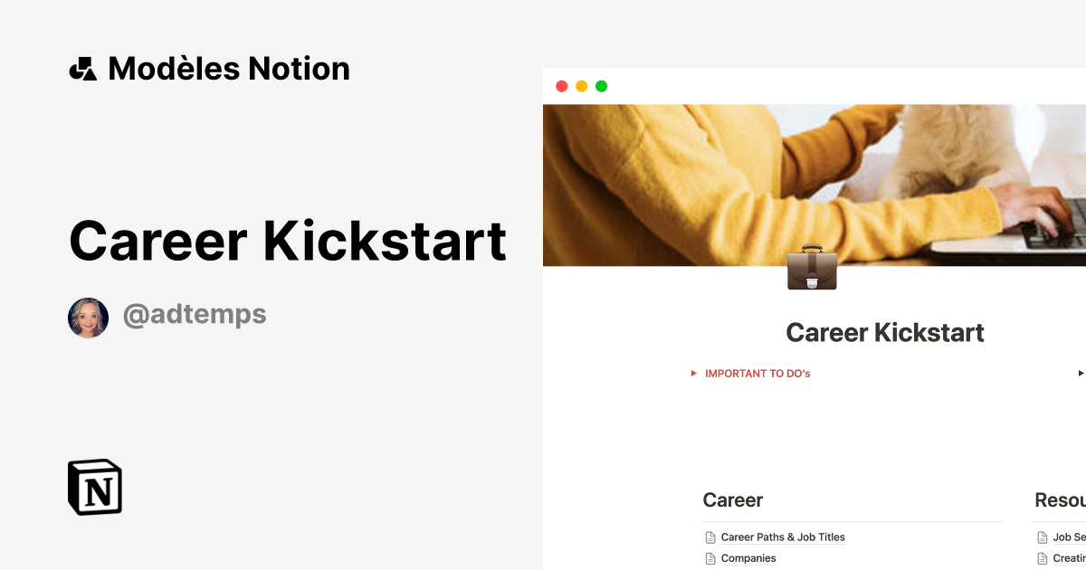 Career Kickstart | Modèle créé par Adtemps | Marketplace Notion