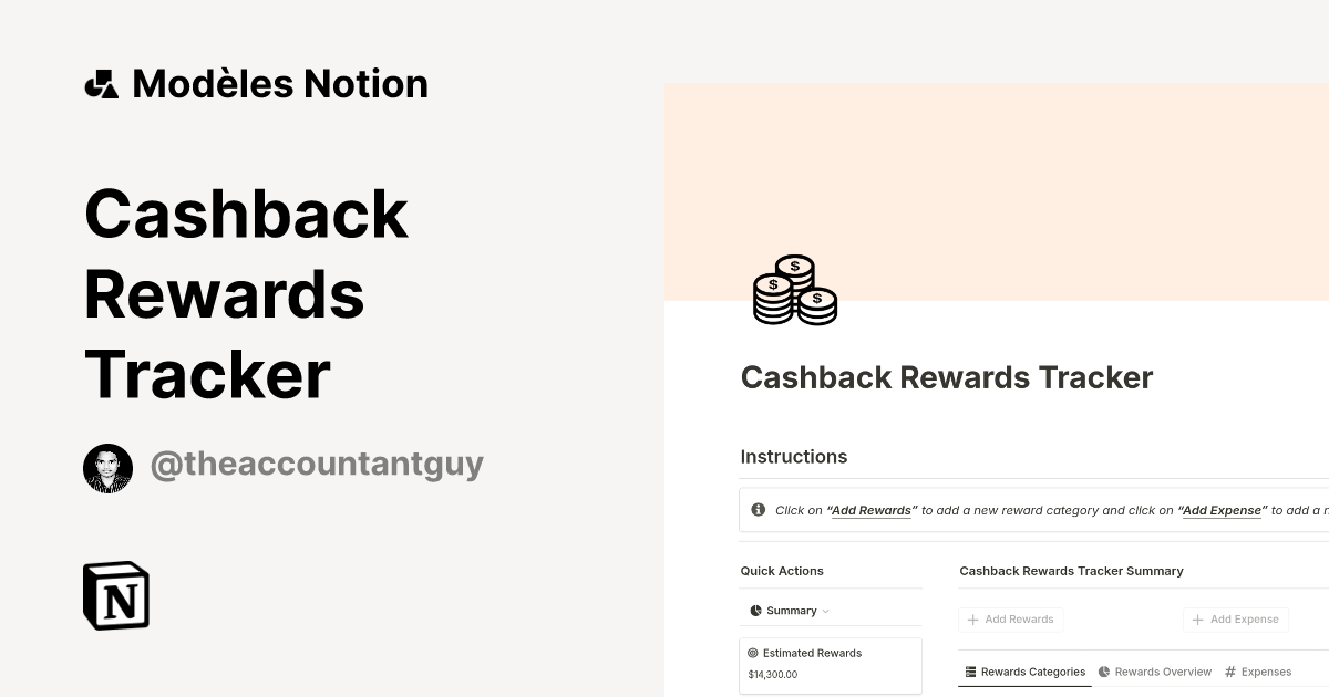 Modèle Cashback Rewards Tracker | Marketplace Notion