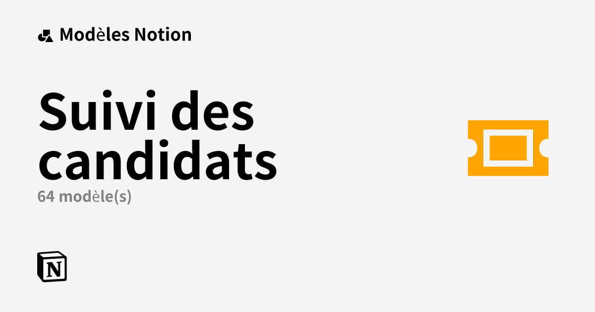Modèles Notion gratuits — Suivi des candidats | Marketplace Notion