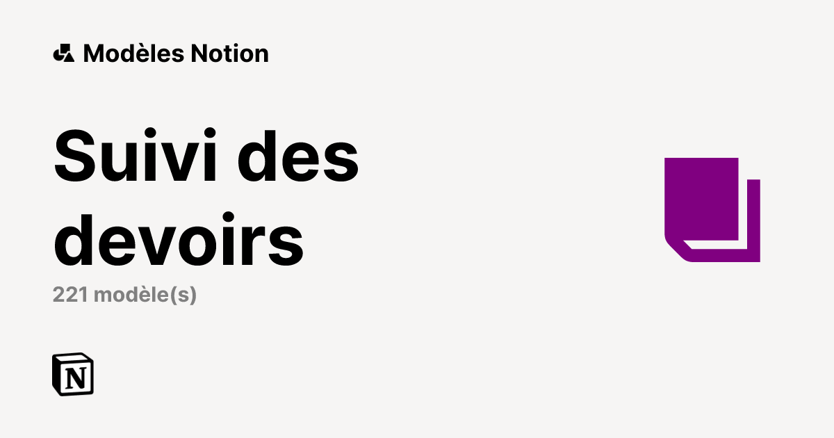 Modèles Notion gratuits — Suivi des devoirs | Marketplace Notion