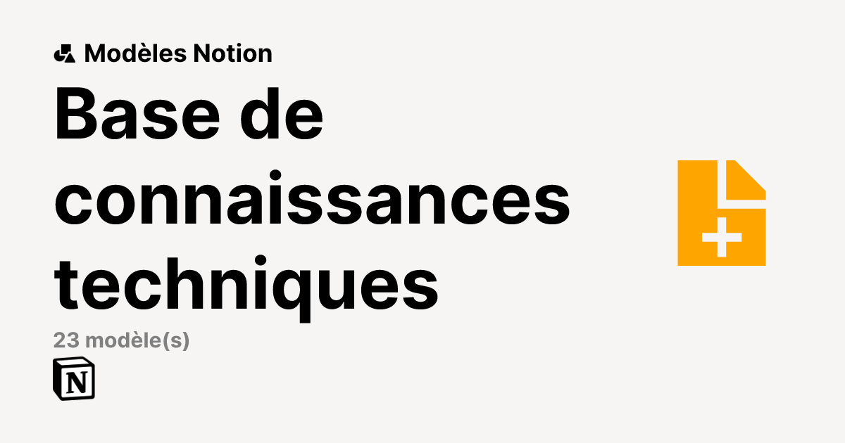 Modèles Notion gratuits — Base de connaissances techniques | Marketplace Notion