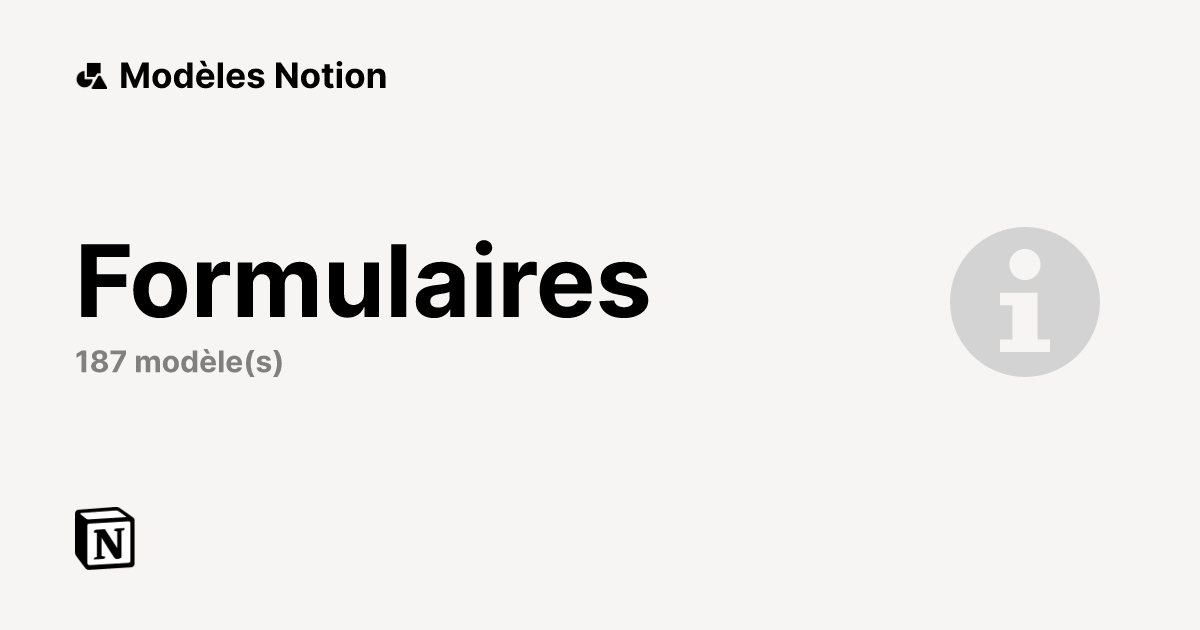 Meilleurs modèles Formulaires de Notion | Marketplace Notion