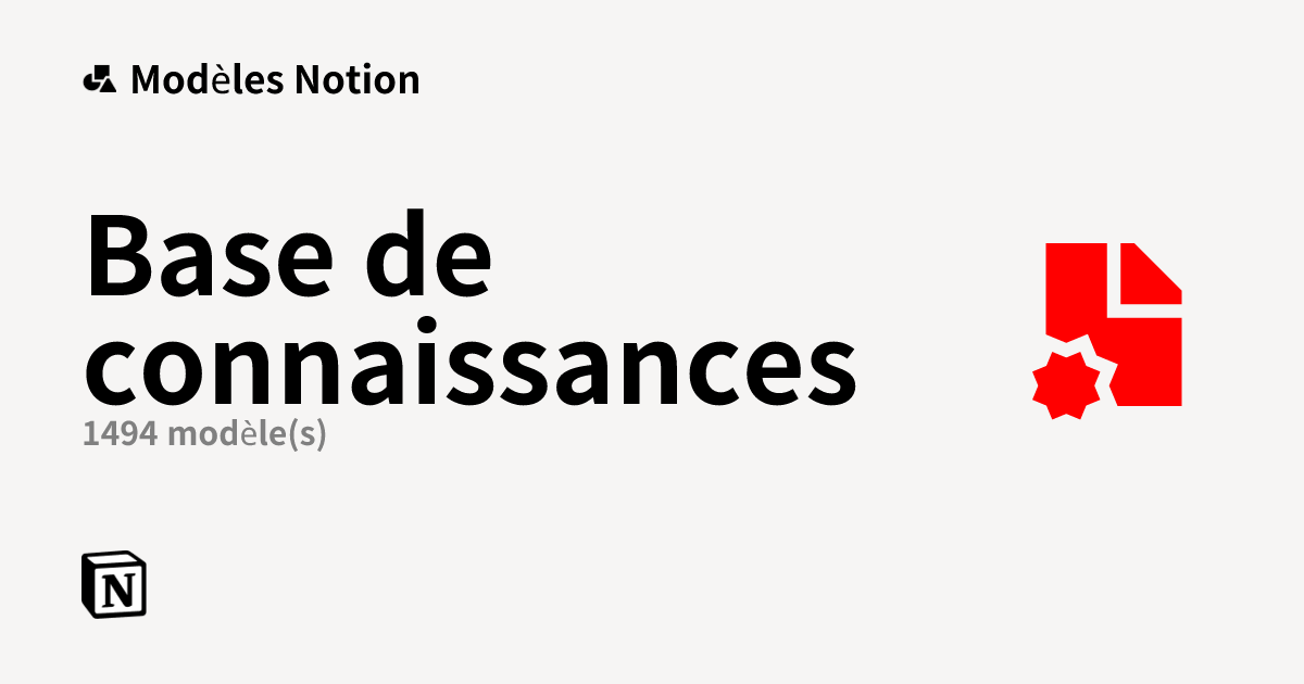 Meilleurs modèles Notion — Base de connaissances | Marketplace Notion