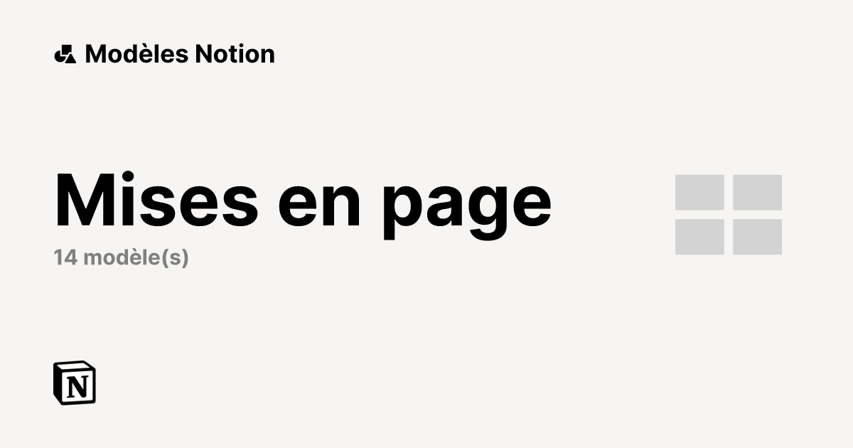 Modèles Notion gratuits — Mises en page | Marketplace Notion