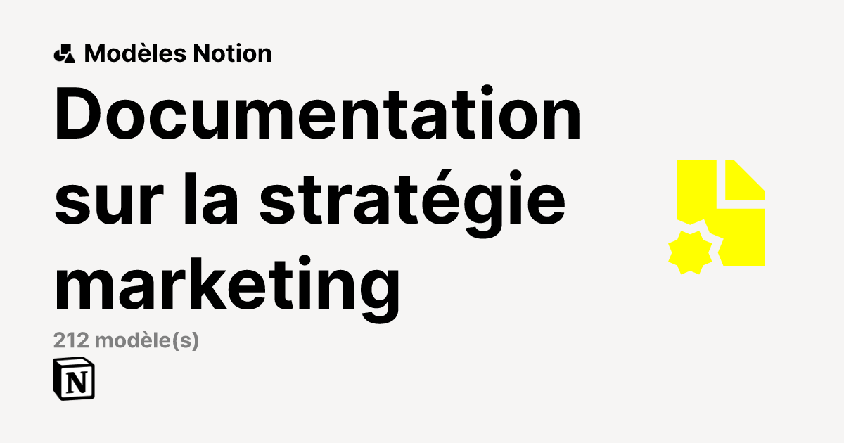 Modèles Notion gratuits — Documentation sur la stratégie marketing | Marketplace Notion