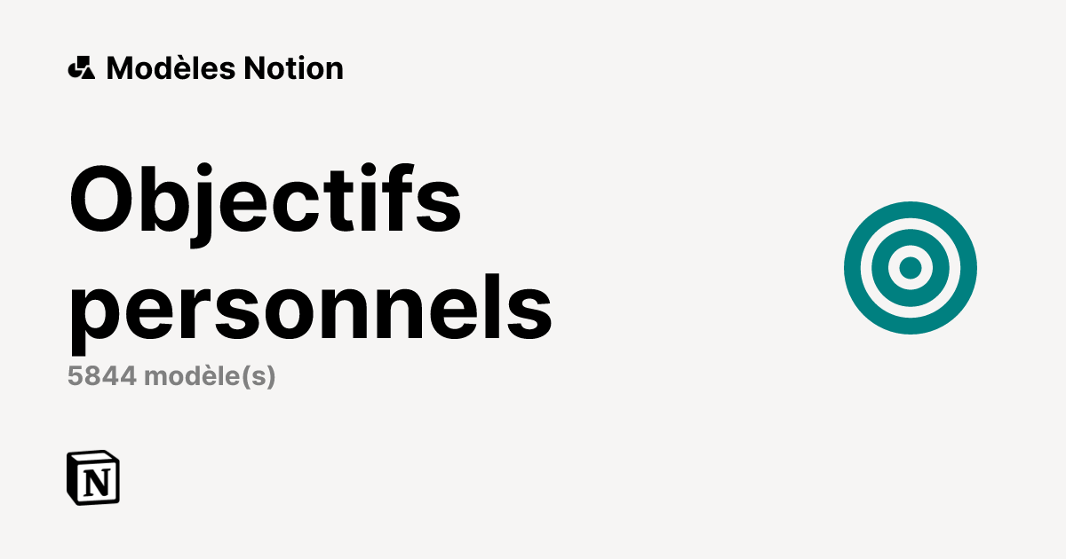 Modèles Notion gratuits — Objectifs personnels | Marketplace Notion