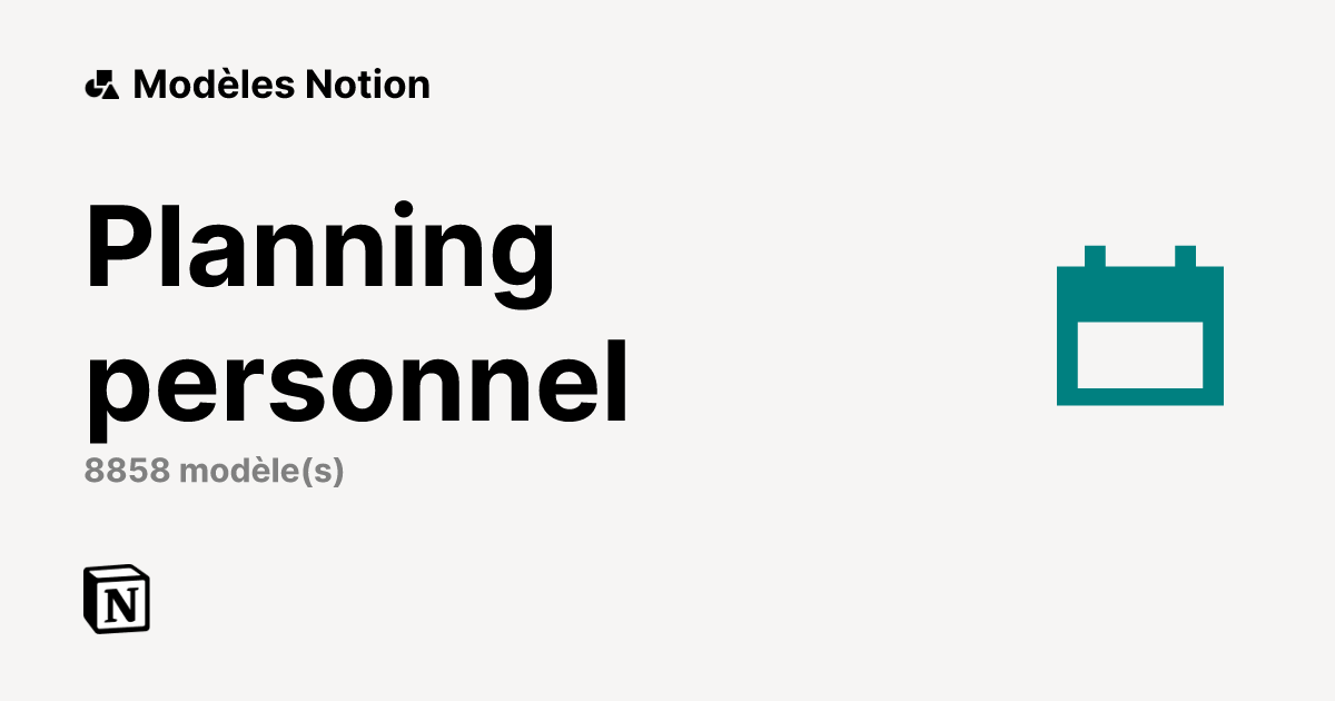Modèles Notion gratuits — Planning personnel | Marketplace Notion