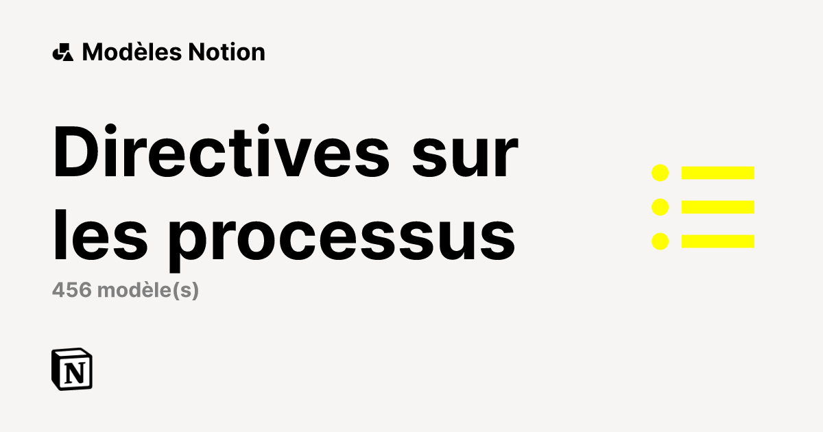 Modèles Notion gratuits — Directives sur les processus | Marketplace Notion