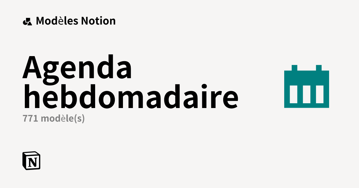 Modèles Notion gratuits — Agenda hebdomadaire | Marketplace Notion