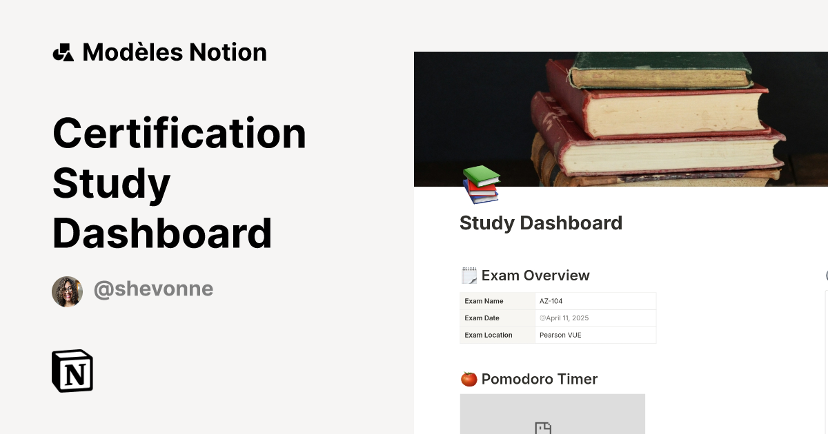 Modèle Certification Study Dashboard | Marketplace Notion
