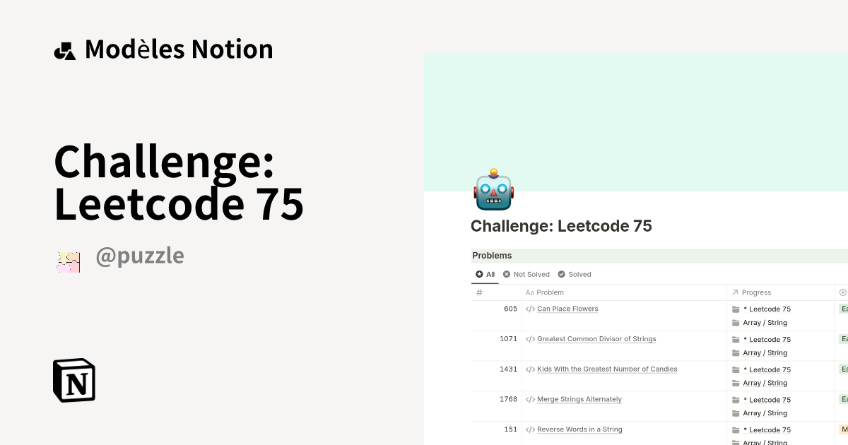 Modèle Challenge: Leetcode 75 | Marketplace Notion