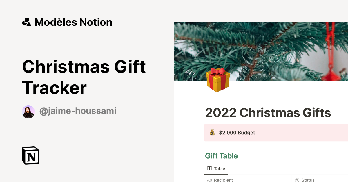 Christmas Gift Tracker | Modèle créé par Jaime Houssami | Marketplace ...