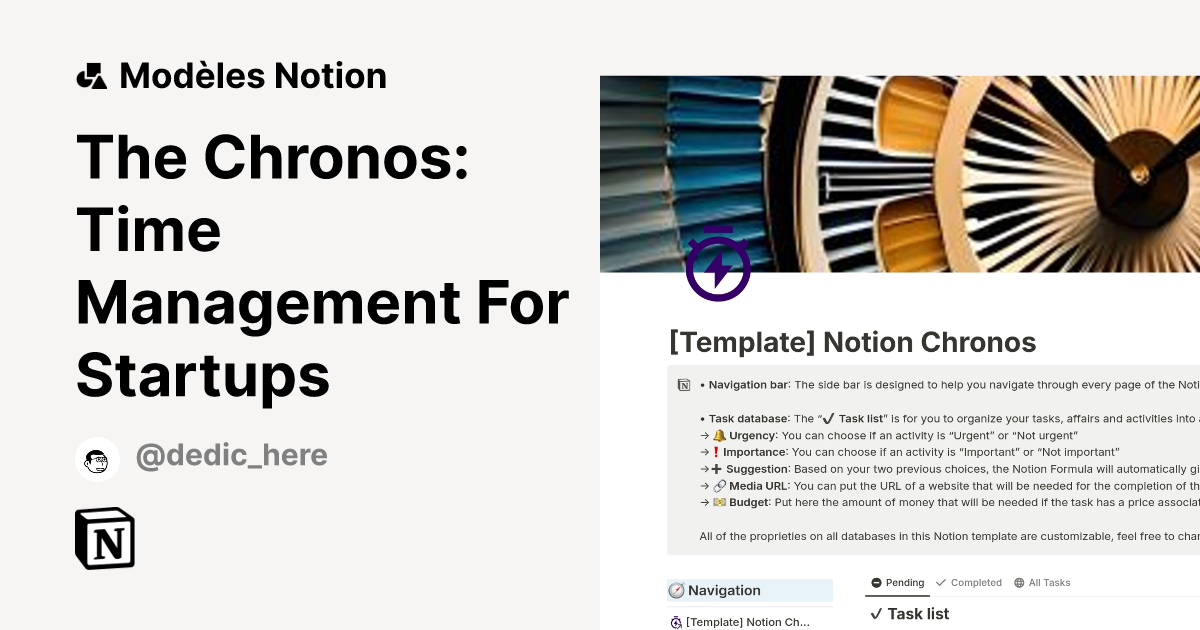 Modèle The Chronos: Time Management For Startups | Marketplace Notion