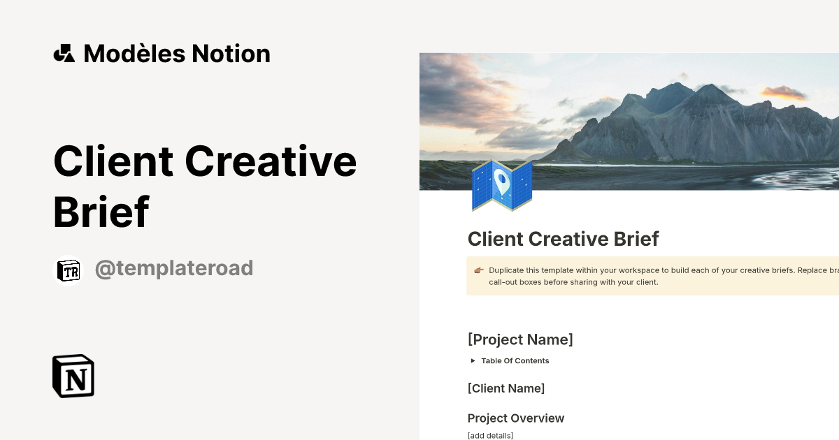 Modèle Client Creative Brief | Marketplace Notion