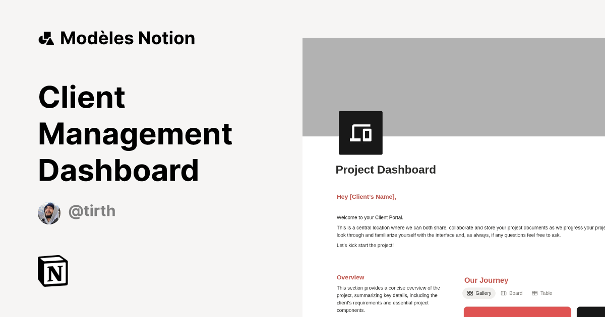 Client Management Dashboard | Modèle créé par Tirth Kesharia ...