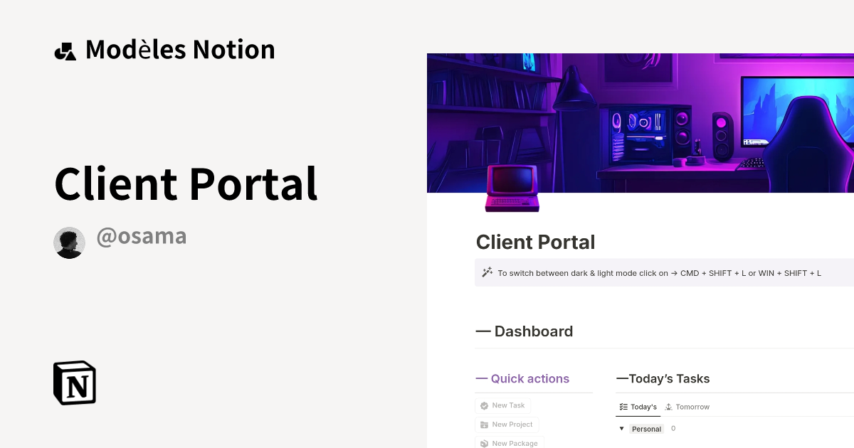 Client Portal | Modèle créé par OlsNotion | Marketplace Notion