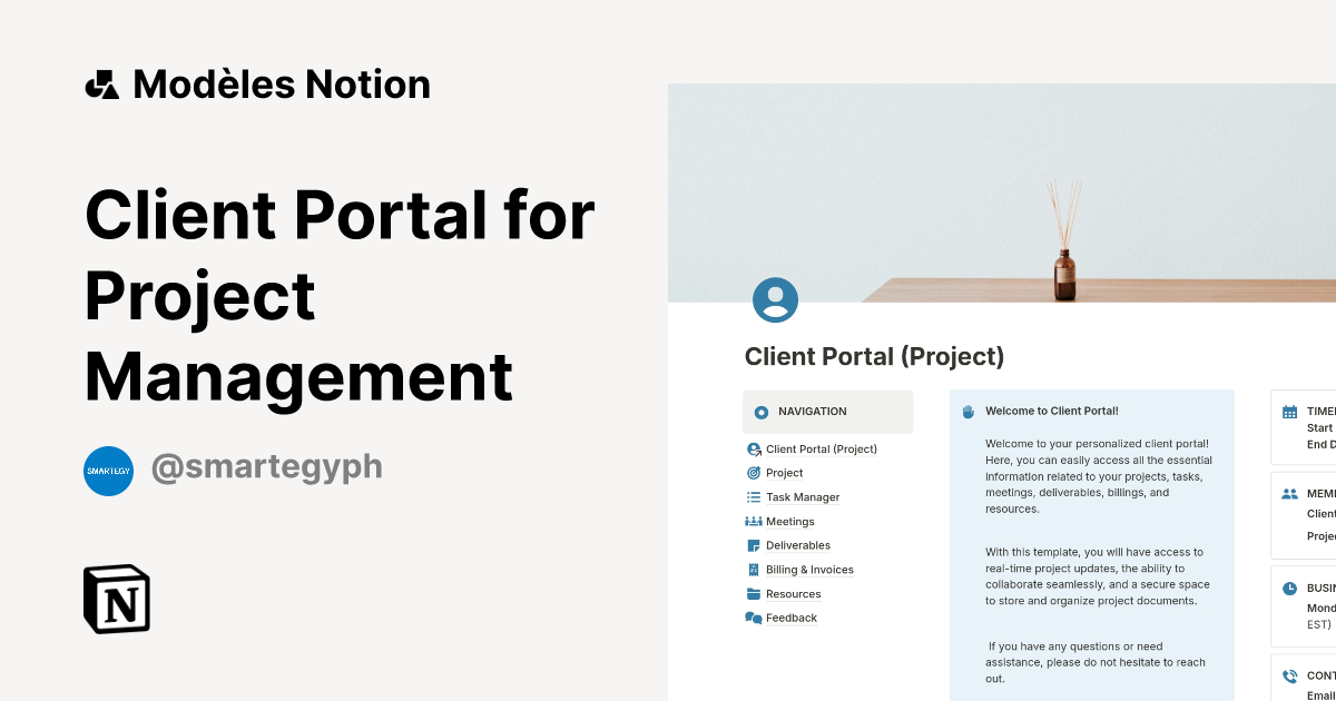 Modèle Client Portal for Project Management | Marketplace Notion