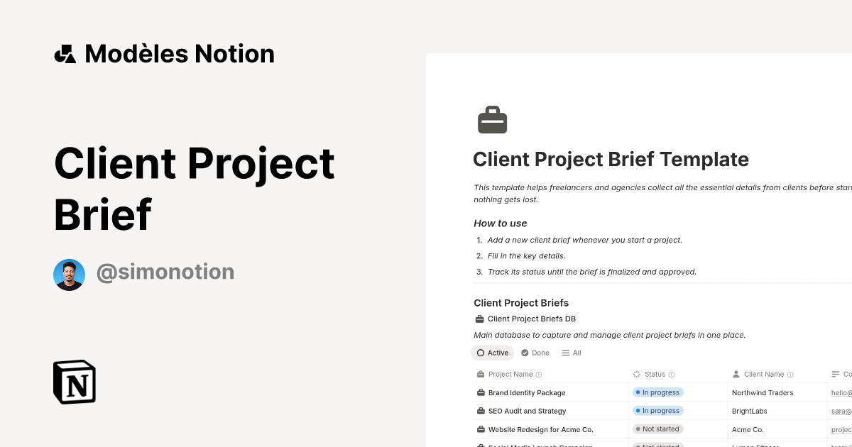 Client Project Brief | Modèle créé par Simo | Systems for Content ...