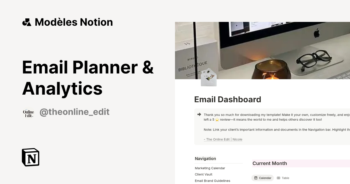 Email Planner & Analytics | Modèle créé par The Online Edit | Nicole ...