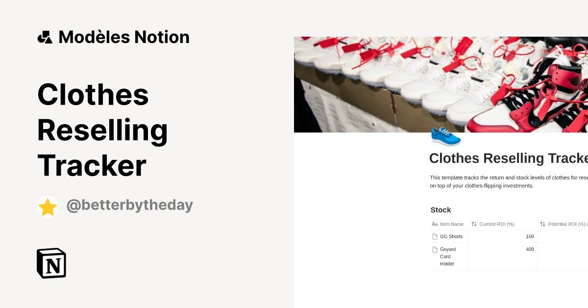 Clothes Reselling Tracker | Modèle créé par Better By The Day ...