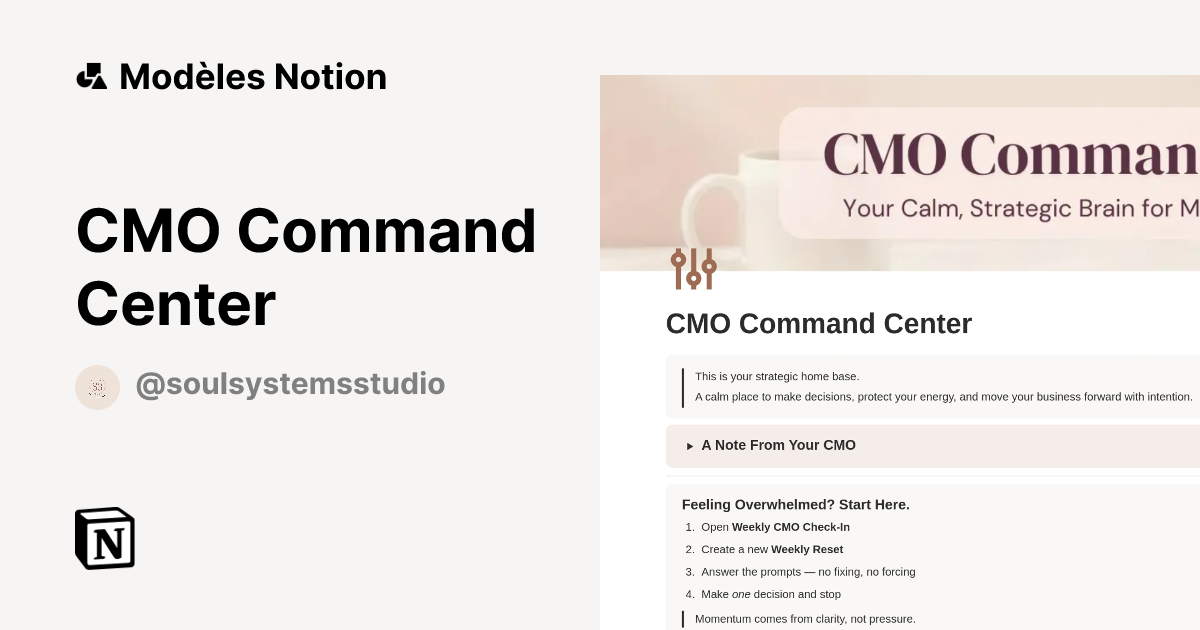 CMO Command Center | Modèle créé par Soul Systems Studio | Marketplace ...