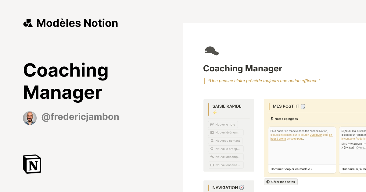 Modèle Coaching Manager | Marketplace Notion
