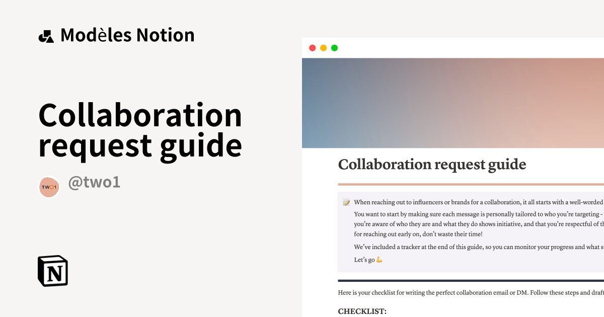 Modèle Collaboration request guide | Marketplace Notion