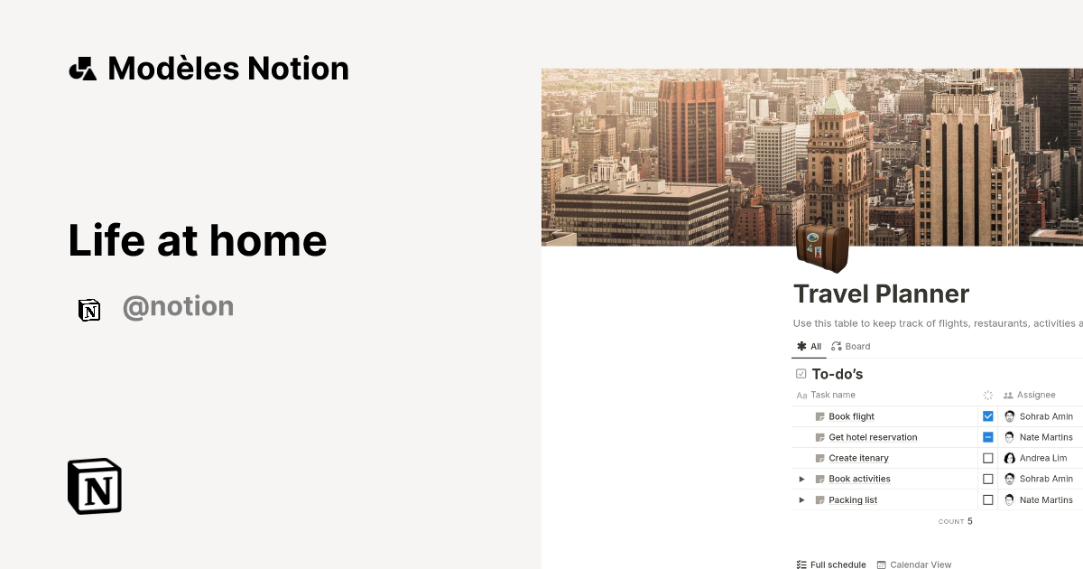 Life at home | Marketplace Notion de modèles